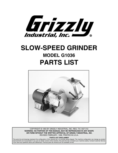 Grizzly slow speed grinder store