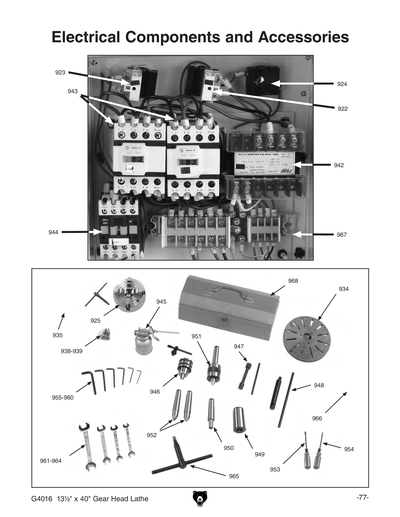 Parts for G4016 13-1/2" x 40" Gear Head Lathe w/ Stand - Grizzly ...