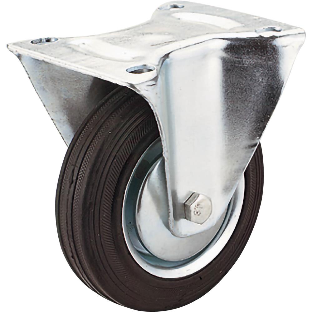 10" Black Rubber Fixed Caster, Plate Mount - Grizzly Industrial, Inc.