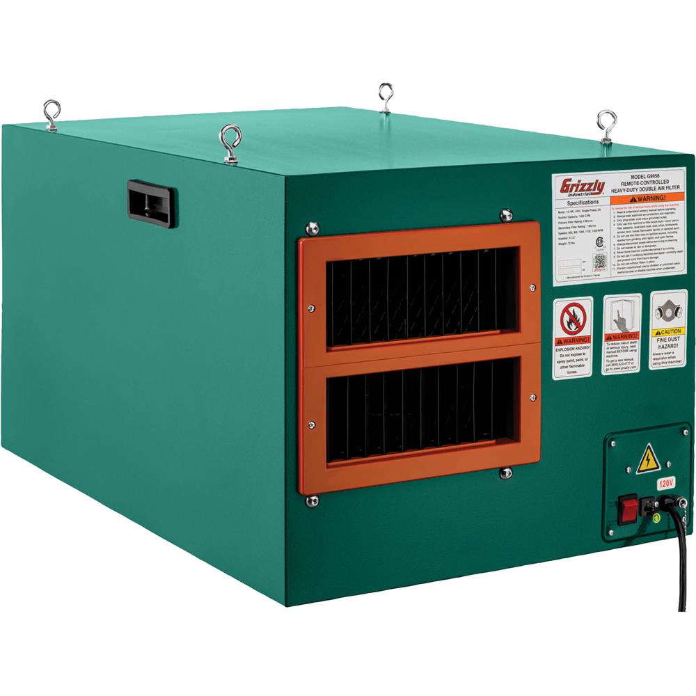 Grizzly G9956 - Heavy-Duty Double Air Filter with Remote Control ...