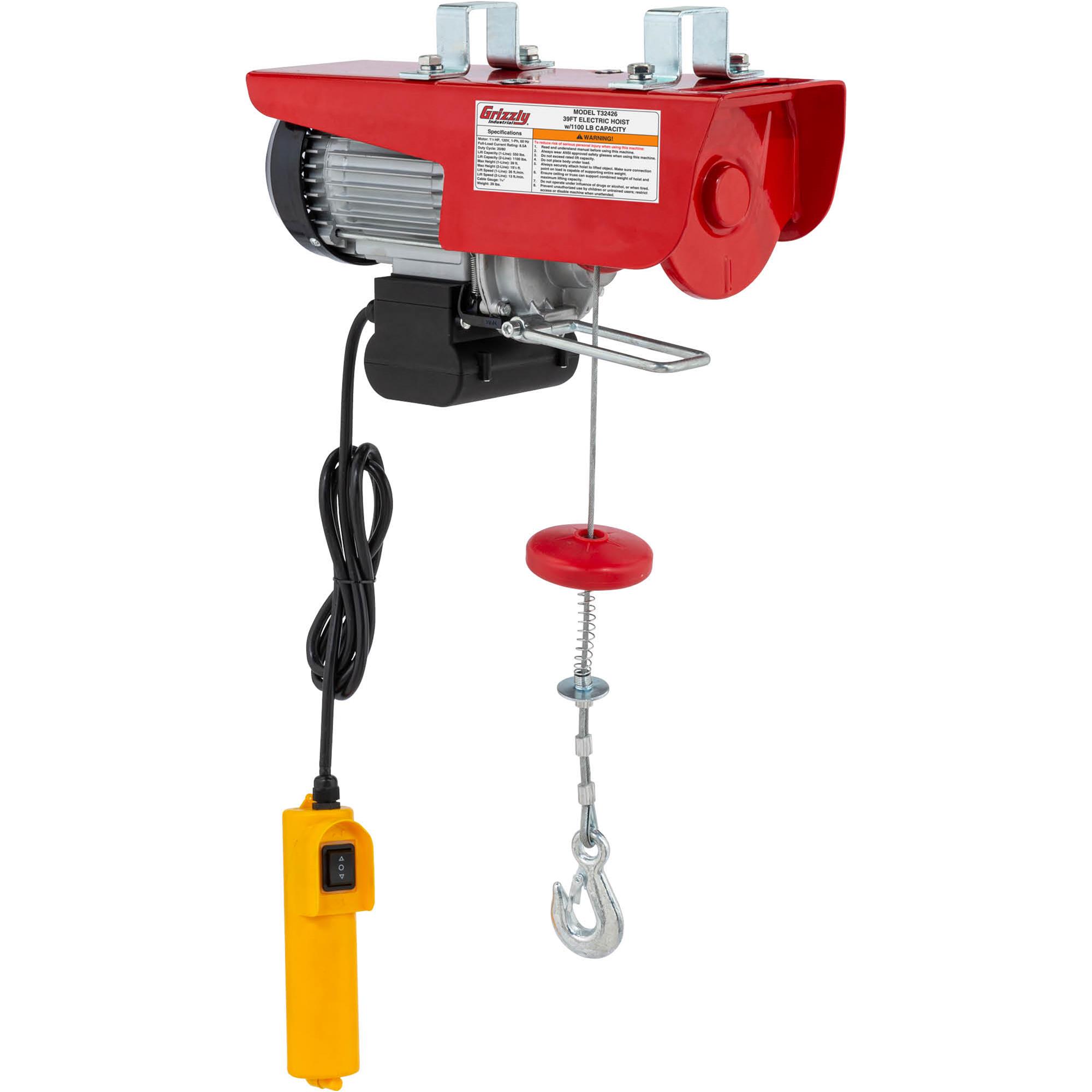 39ft Electric Hoist with 1100 Lb. Capacity - Grizzly Industrial, Inc.