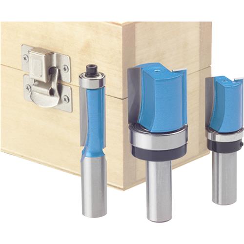 3 Pc. Straight Flush Trim Bit Set, 1/2" Shank - Grizzly Industrial, Inc.